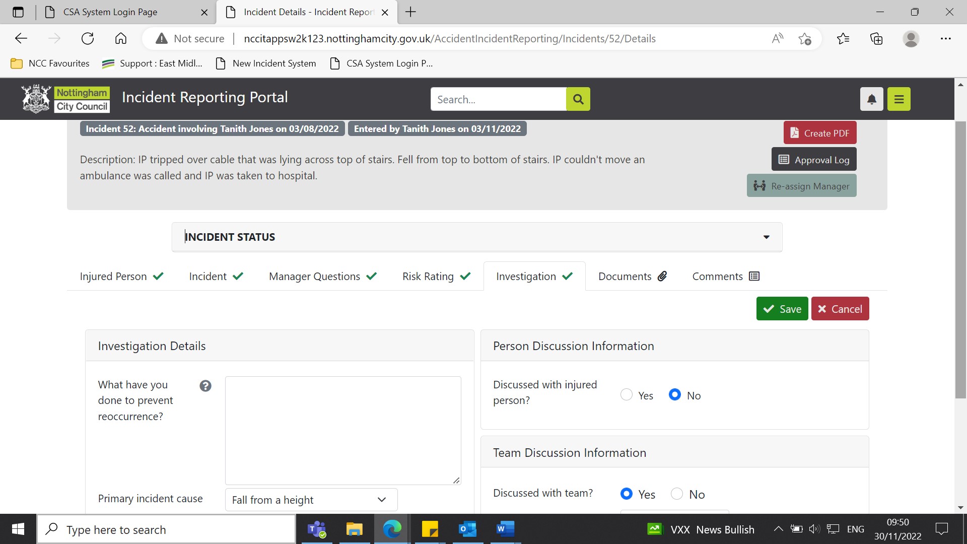 Incident Investigation Safety Policy & Arrangements | NCC Partner Safety